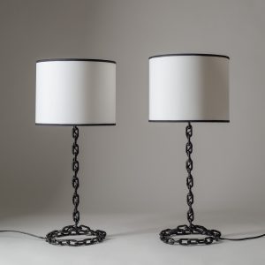 French Chain Link Table Lamps, circa 1970 – mdrn