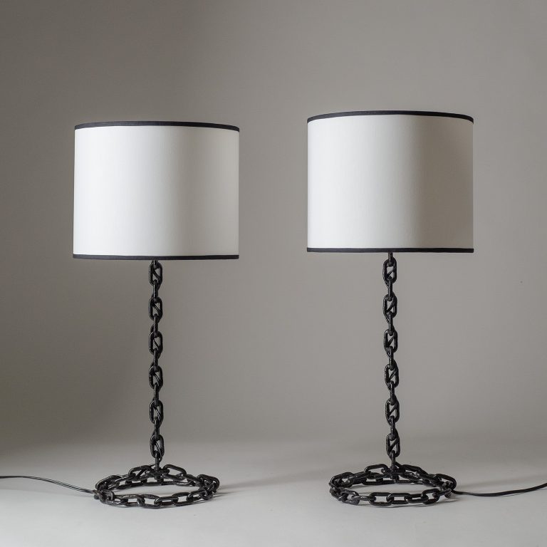French Chain Link Table Lamps, circa 1970 – mdrn