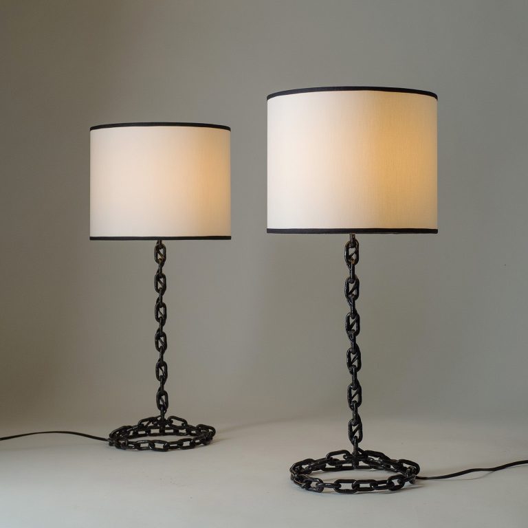French Chain Link Table Lamps, circa 1970 – mdrn