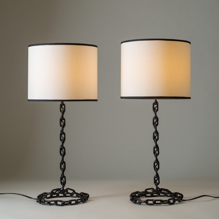 French Chain Link Table Lamps, circa 1970 – mdrn