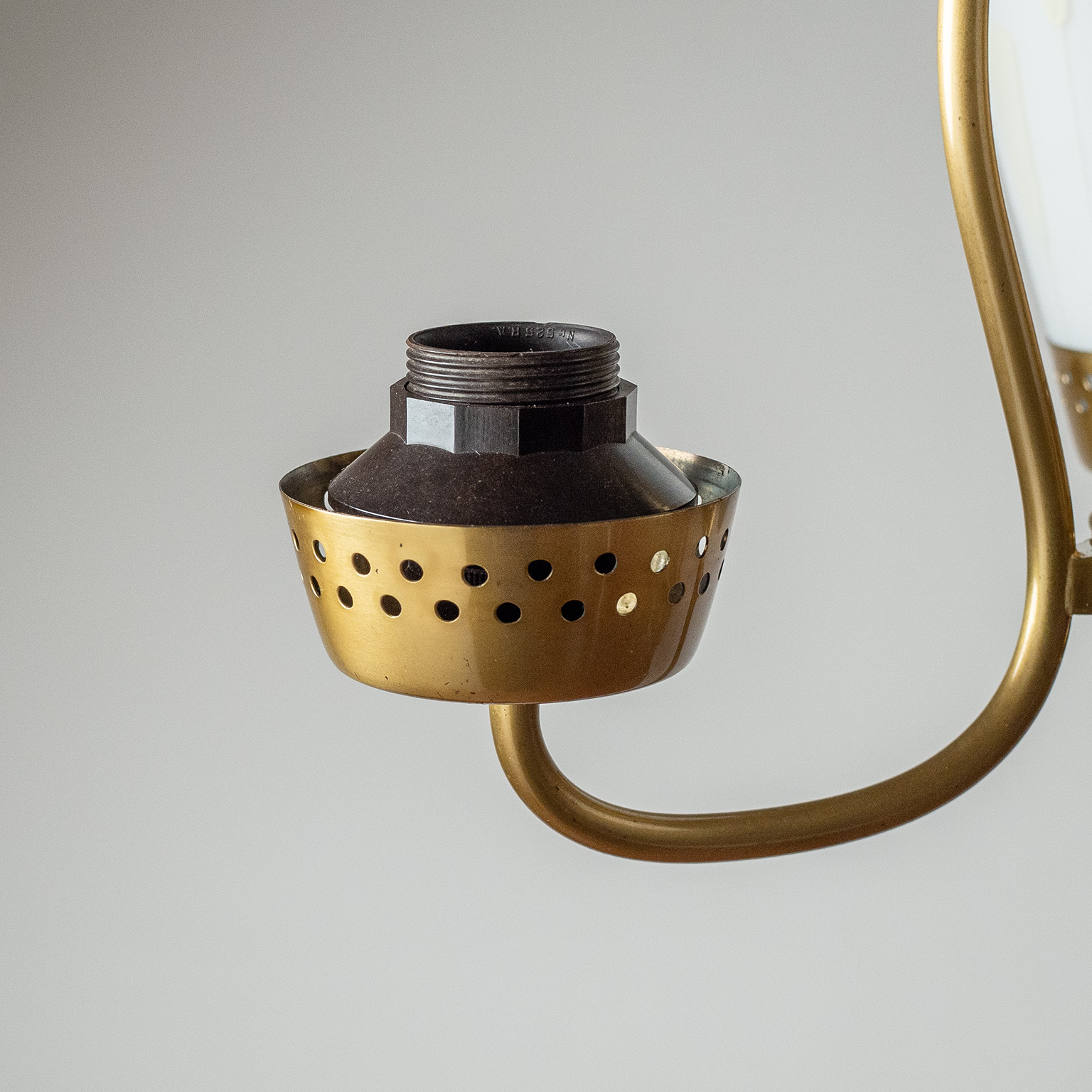 Swedish Brass and Enameled Glass Chandelier, 1940s – mdrn