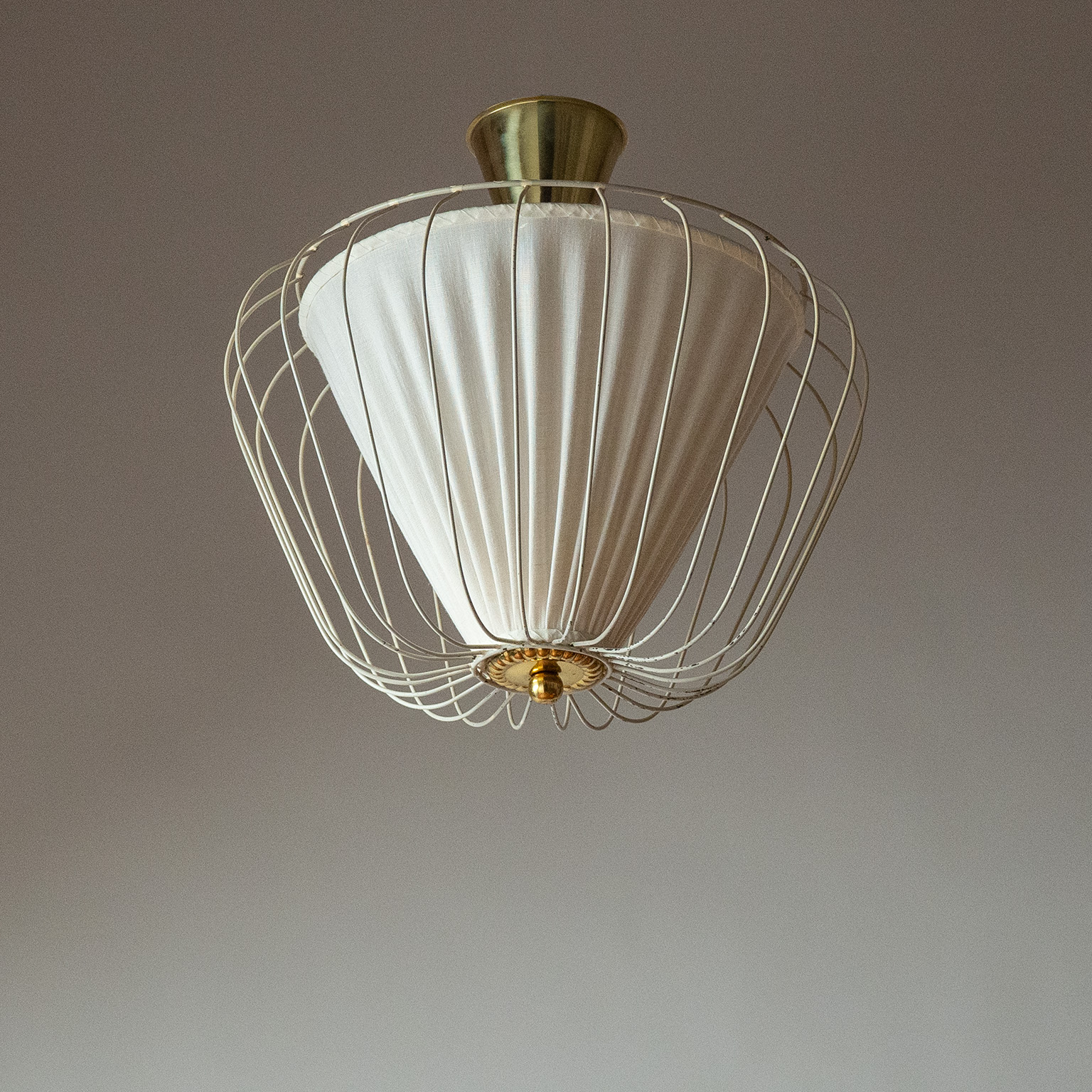 Swedish Ceiling Light With Fabric Shade, 1950s – mdrn