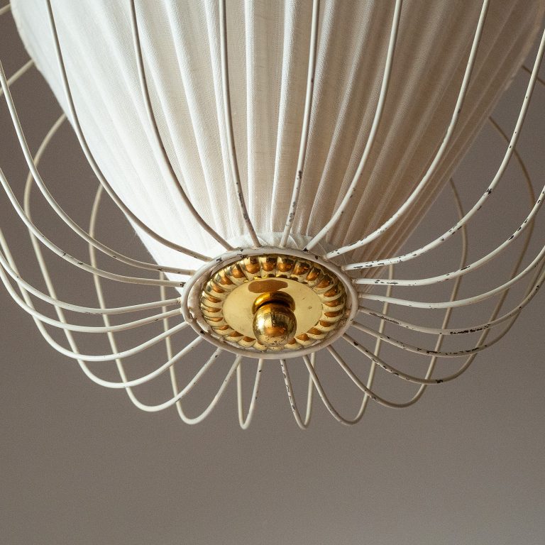 Swedish Ceiling Light With Fabric Shade, 1950s – mdrn