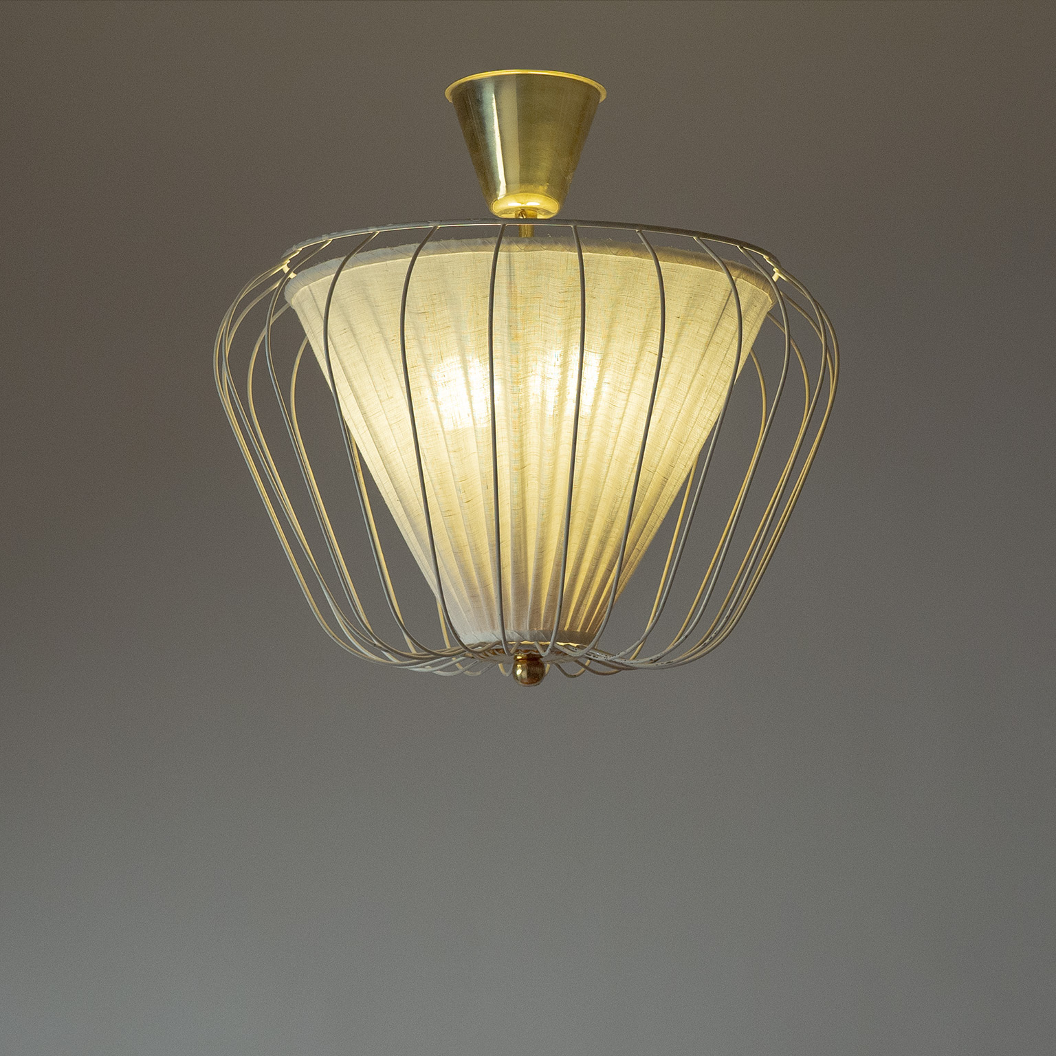 Swedish Ceiling Light With Fabric Shade, 1950s – mdrn