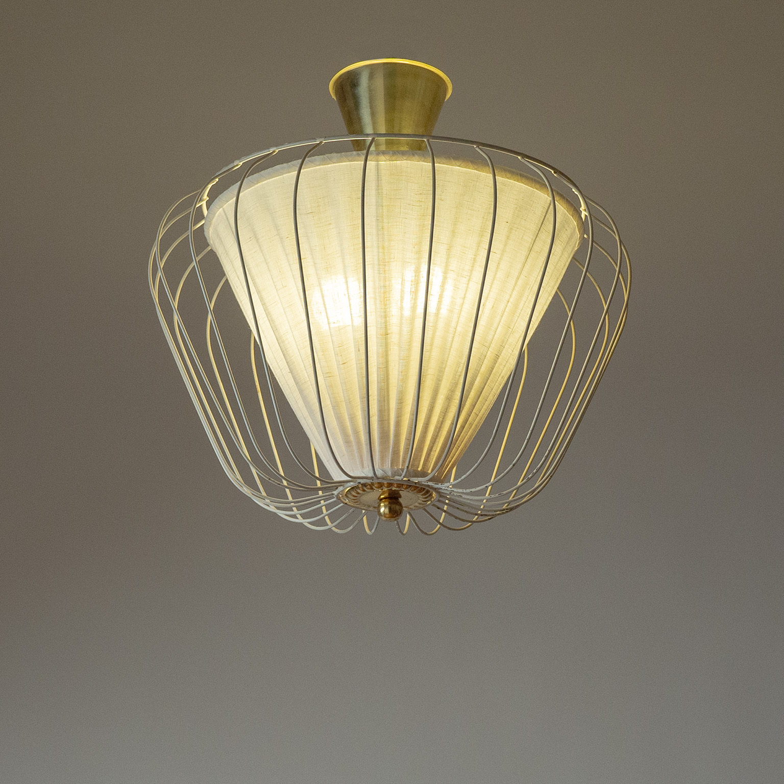 Swedish Ceiling Light With Fabric Shade, 1950s – mdrn