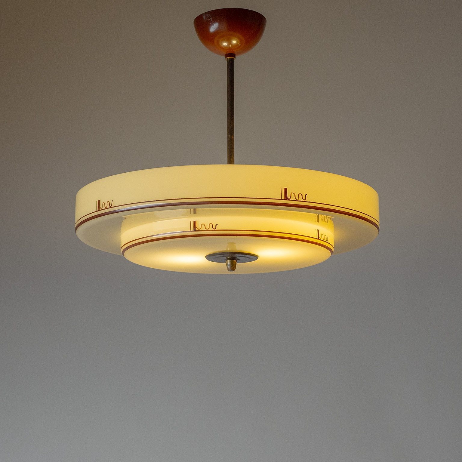 Hand-Painted Glass Ceiling Light, circa 1930 – mdrn